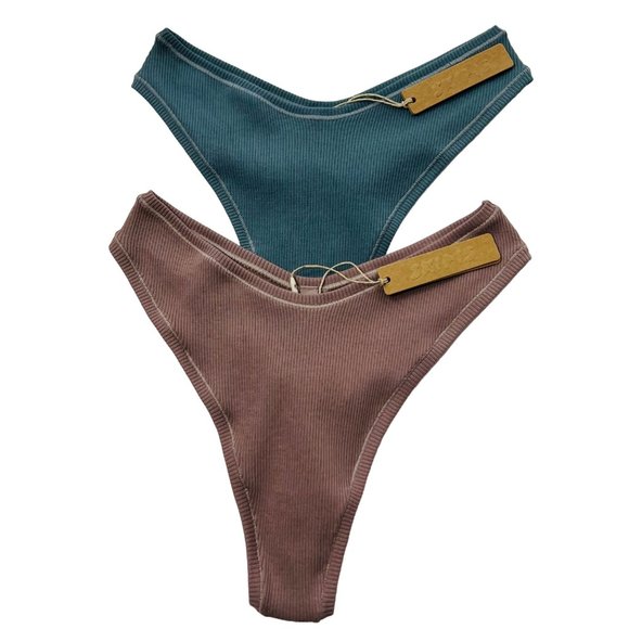 SKIMS | Intimates & Sleepwear | Skims Cotton Rib Dipped Thong Lot Of 2 ...